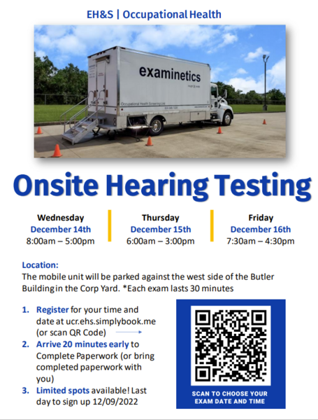 onsite hearing testing flyer | Environmental Health & Safety onsite hearing testing flyer | Environmental Health & Safety